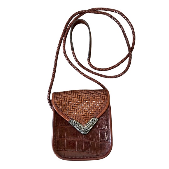 Brighton | Bags | Vintage Brighton Basketweave Croc Embossed Leather ...